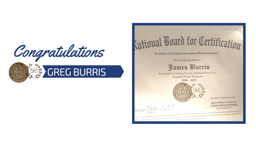 Congratulations Greg Burris— 25 Year CDT Certification from the NADL ...